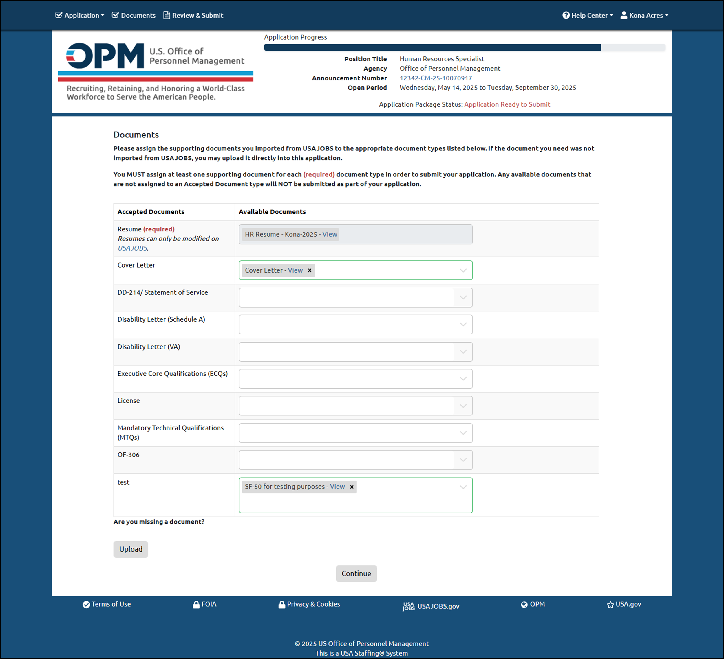 Attaching documents to your application – Application Manager