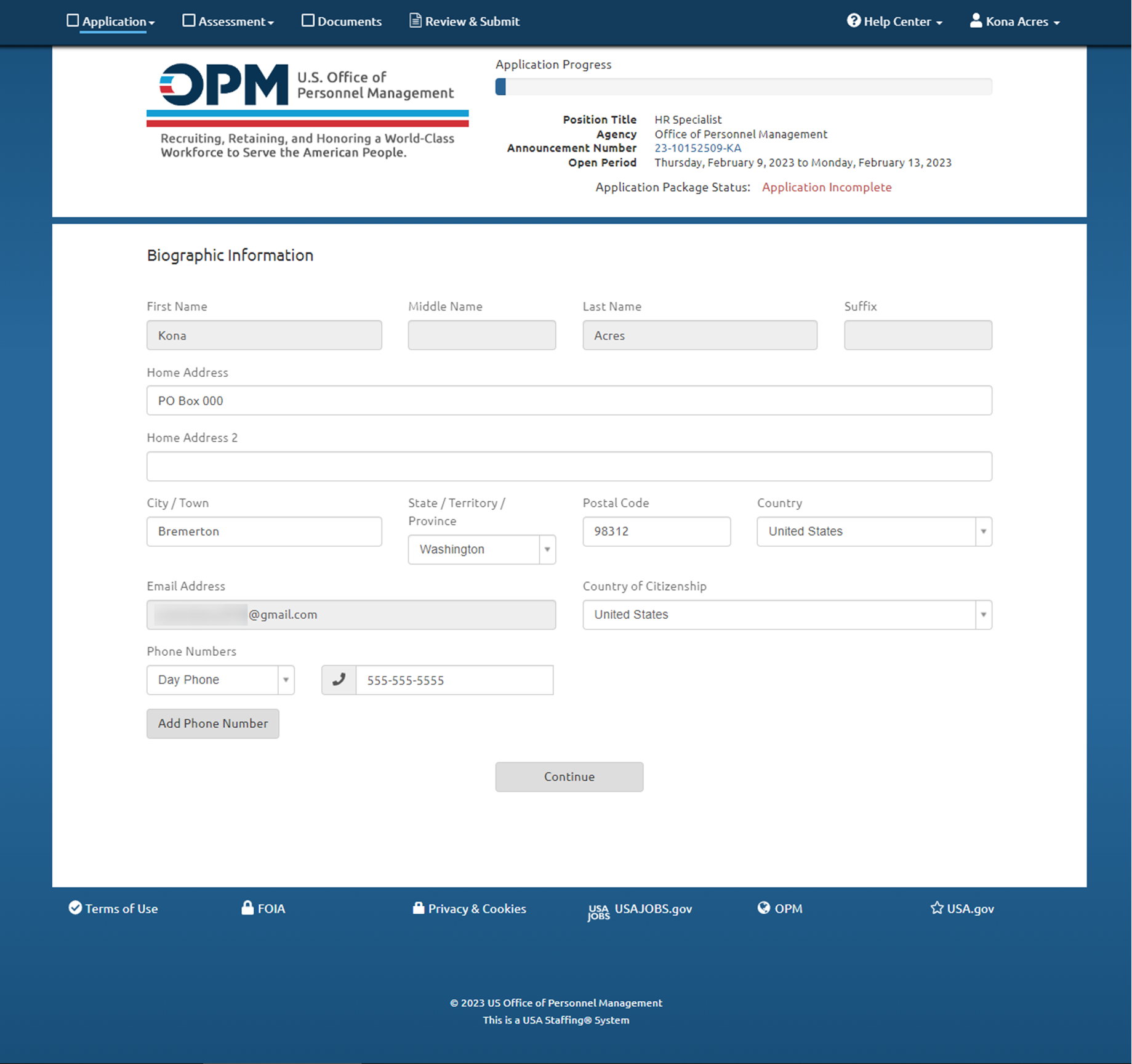 Biographic Information Overview – Application Manager