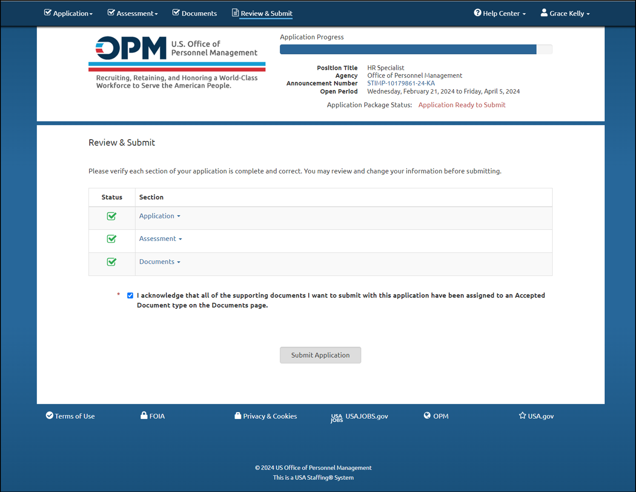 Submitting your application – Application Manager